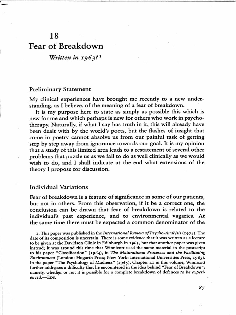 Fear of Breakdown | PDF
