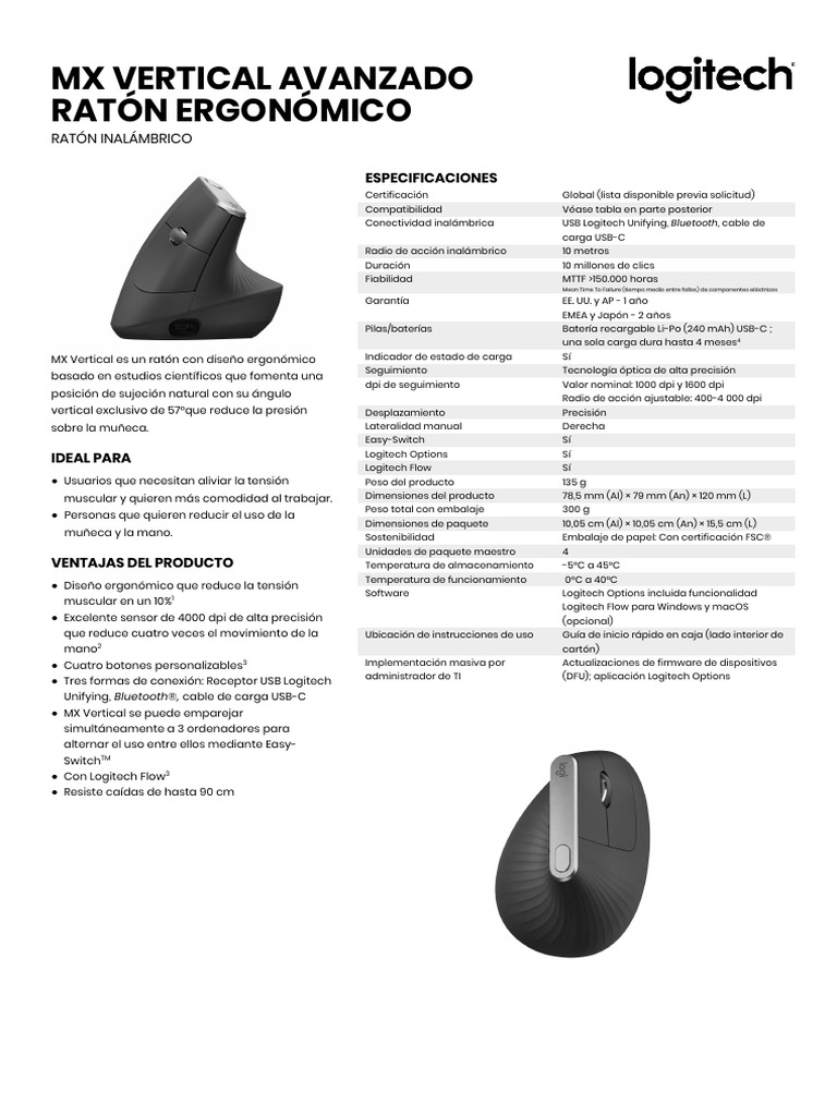 Advanced Ergo Mouse Data Sheet | PDF | Mac OS | Microsoft Windows