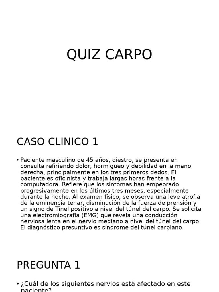 Síndrome del túnel carpiano: diagnóstico y tratamiento | PDF | Síndrome ...
