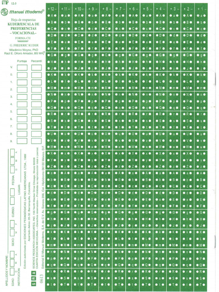 Hoja de Respuestas Kuder | PDF
