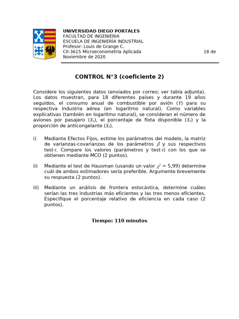 Control 3-CII-3615 2020-2 | PDF