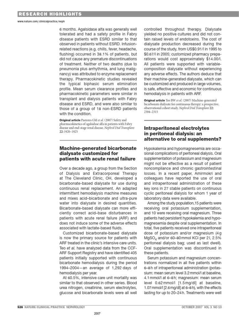 Intraperitoneal Electrolytes in Peritoneal Dialysis An Alternati 2007 ...