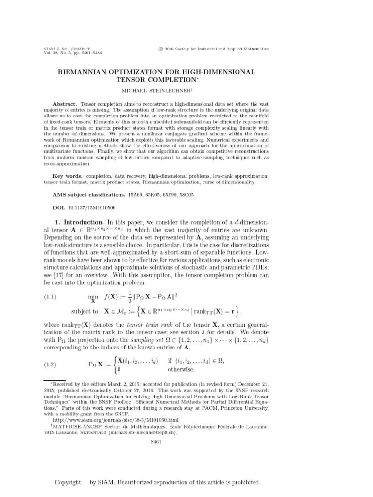 RiemannianOptimizationTensorCompletion | PDF | Gradient | Mathematical ...
