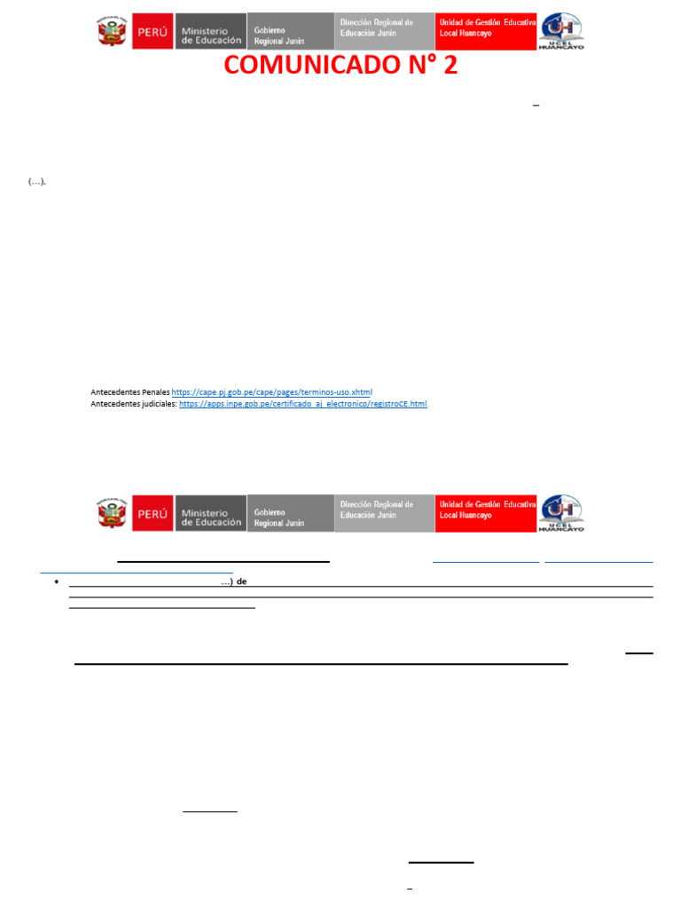COMUNICADO #2 Cronograma Modificado - Entrega de Documentos - UGEL HYO.F | PDF