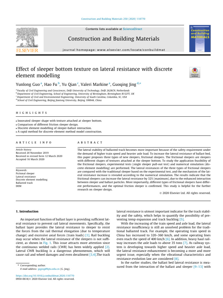 Effect of Sleeper Bottom Texture On Lateral Resistance With Discrete ...