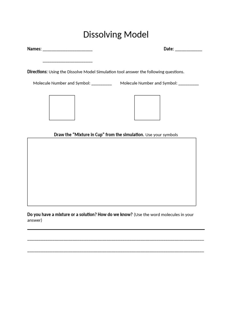 Dissolving Model Sheet | PDF
