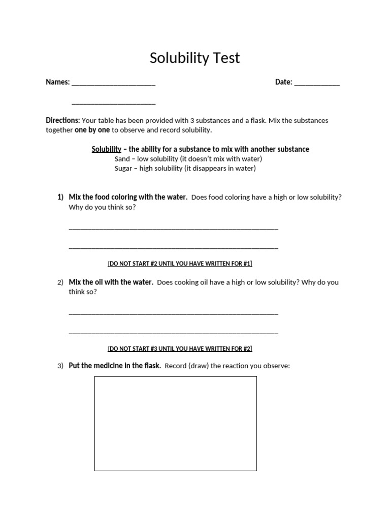 Solubility Test | PDF