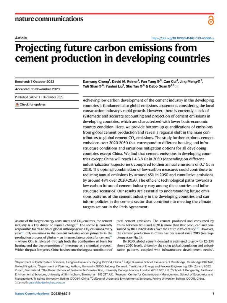 Future Cement Emissions in Developing Countries | PDF | Climate Change ...