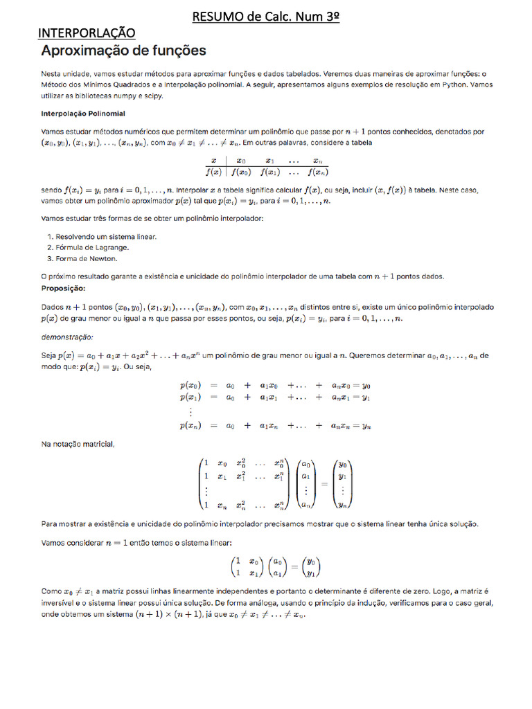 RESUMO de Calc Num 3º | PDF