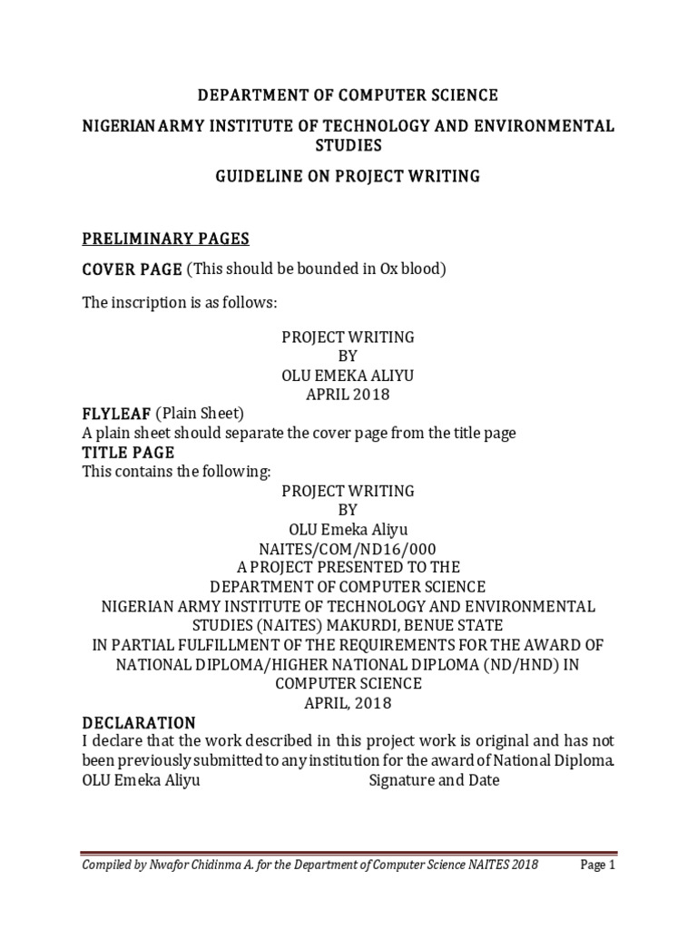 Compiled by Nwafor Chidinma A. For The Department of Computer Science ...