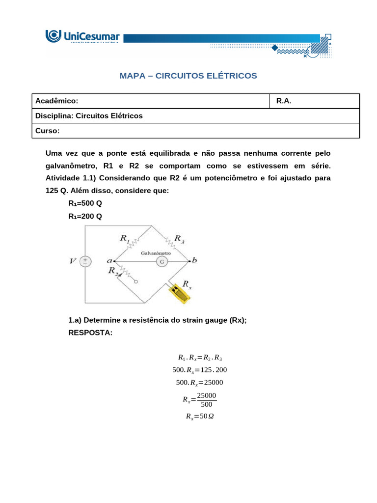 MAPA - CIRCUITOS ELÉTRICOS - 2024 | PDF | Rede elétrica | Resistência elétrica e condutividade