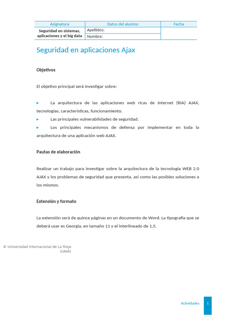 Actividad #1 - Seguridad en Sistemas Aplicaciones y Big Data | PDF | Ajax (Programación ...