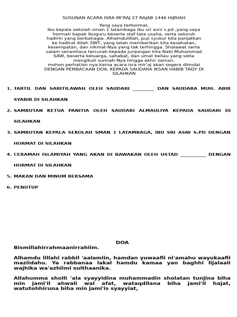 Susunan Acara Isra Mi | PDF