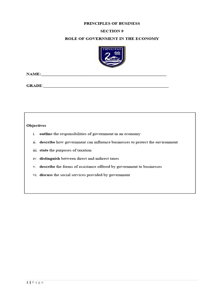 Pob Section 9 - Role of Government | PDF | Cost Of Living | Taxes