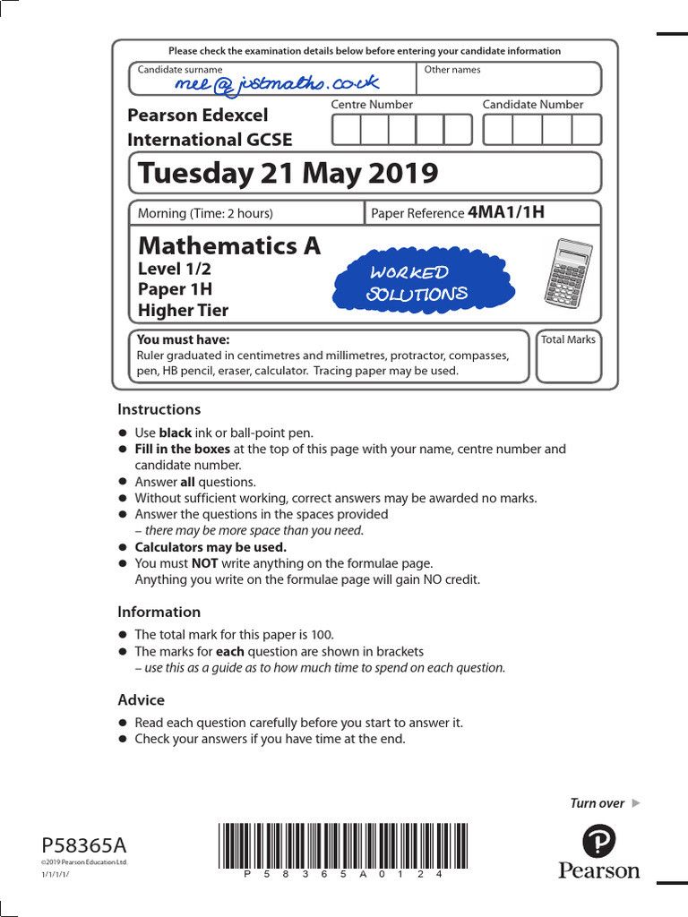 2019 GCSE Maths Paper - Higher Tier | PDF | Area | Elementary Mathematics