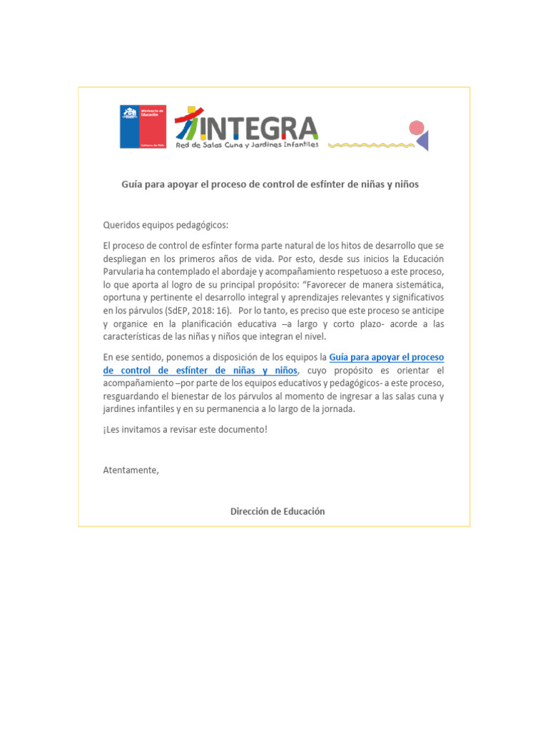 Guía para Apoyar El Proceso de Control de Esfínter de Niñas y Niños | PDF