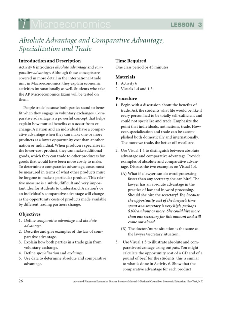 Microeconomics: Absolute Advantage and Comparative Advantage ...