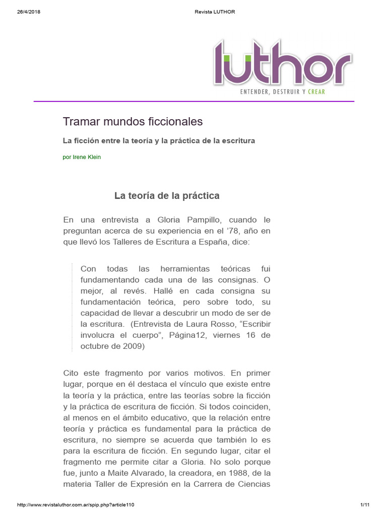 Teoría y práctica en la ficción | PDF | Experiencia | Verdad
