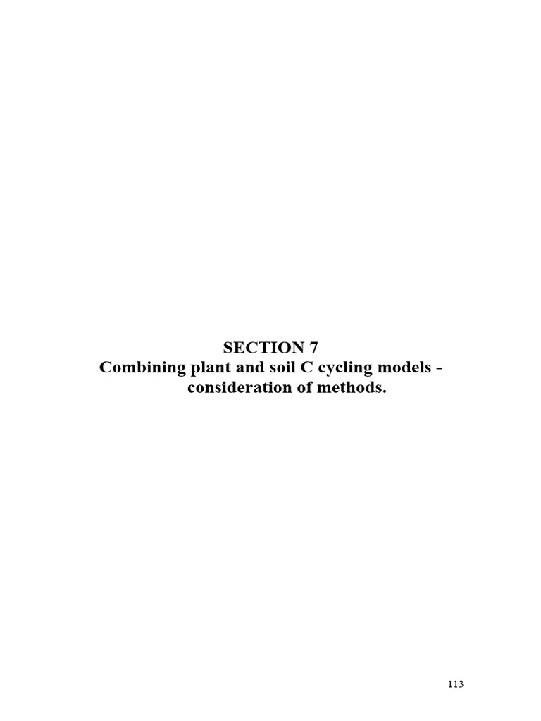 Combining Plant and Soil C Cycling Models. Considerations of Methods. Section 7 | PDF | Soil ...