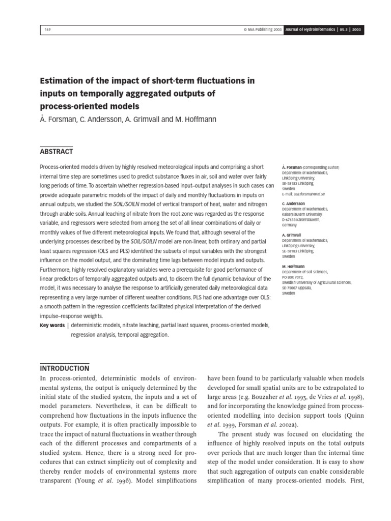 Estimation of The Impact of Short-Term Fluctuations in Inputs On Temporally Aggregated Outputs ...