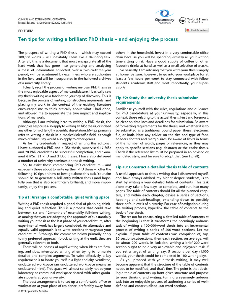 Ten Tips For Writing A Brilliant PHD Thesis 1738410659 | PDF | Thesis ...