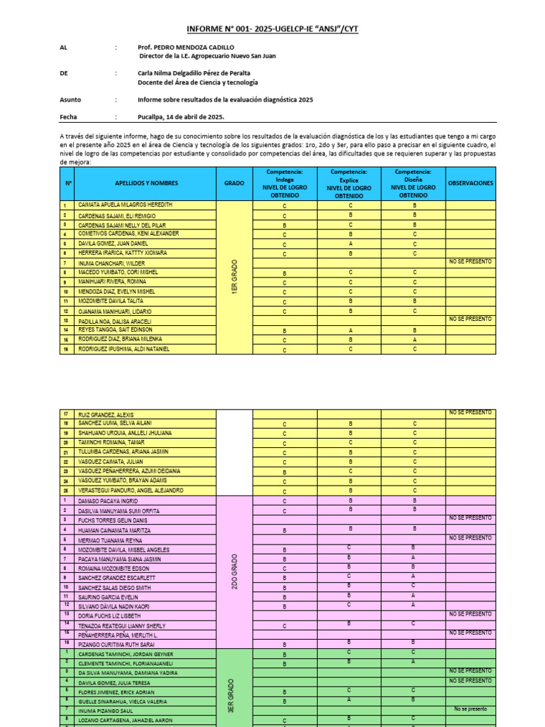 Informe Diagnostica Cyt 2025 | PDF | Evaluación | Metodología