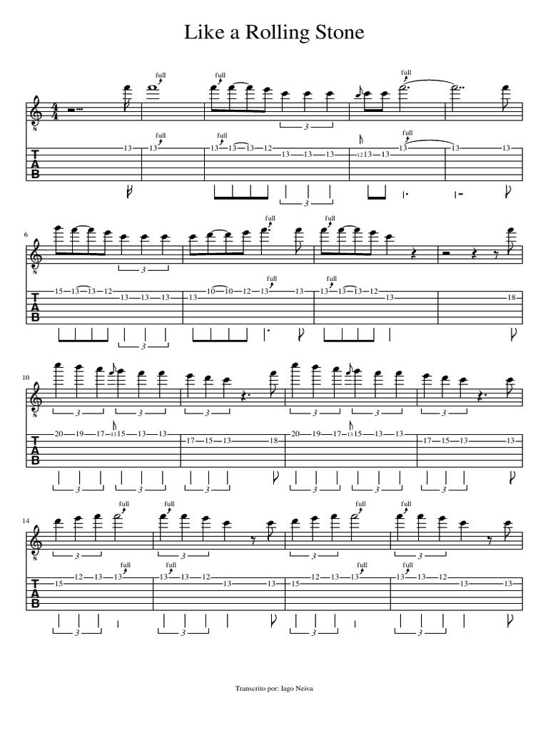 Harmonica Tabs for "Like a Rolling Stone" | PDF