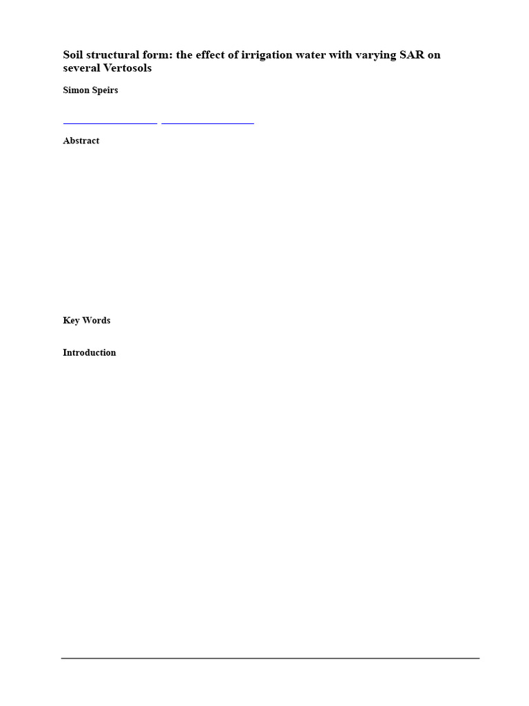 Soil Structural Form. The Effect of Irrigation Water With Varying SAR ...