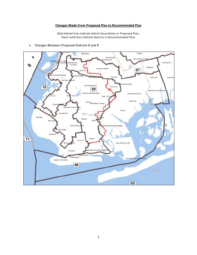 Changes Between Proposed Districts 8 and 9: Changes Made From Proposed ...