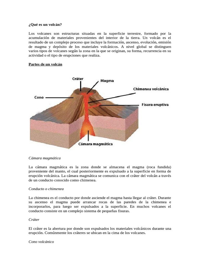 Partes y clasificación de un volcán | PDF | Volcán | Tipos de ...