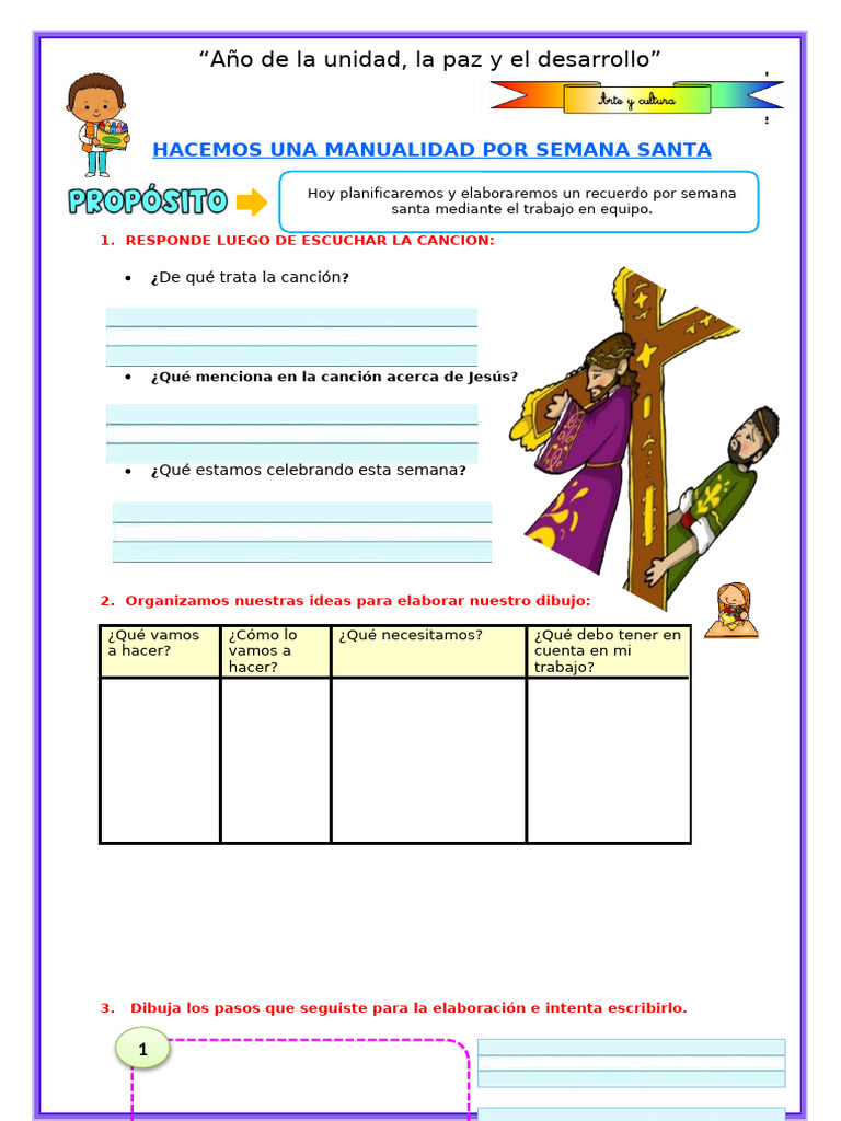 1°e2 Ficha D2 Arte Hacemos Una Manualidad Por Semana Santa | PDF