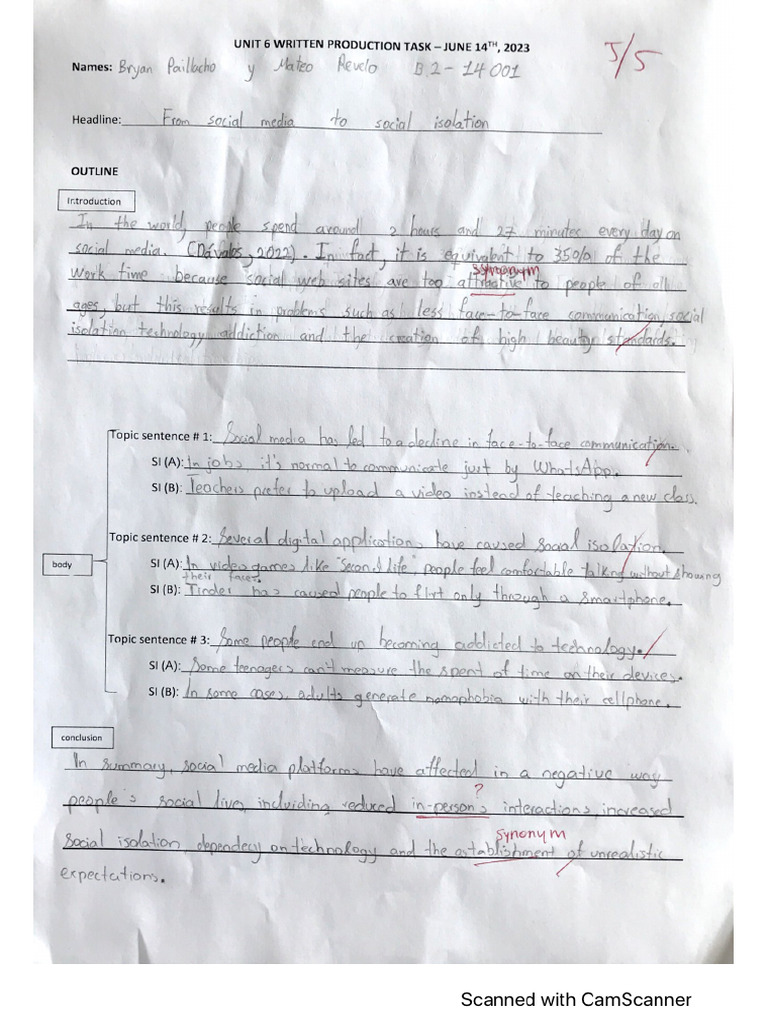 Unit 6 Written Production Task June 14th | PDF
