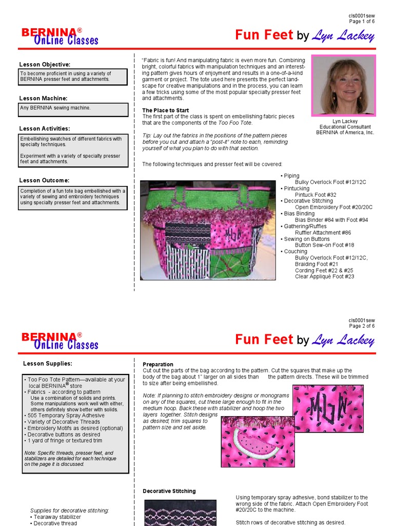 Lyn Lackey: Fun Feet | PDF | Embroidery | Sewing Machine