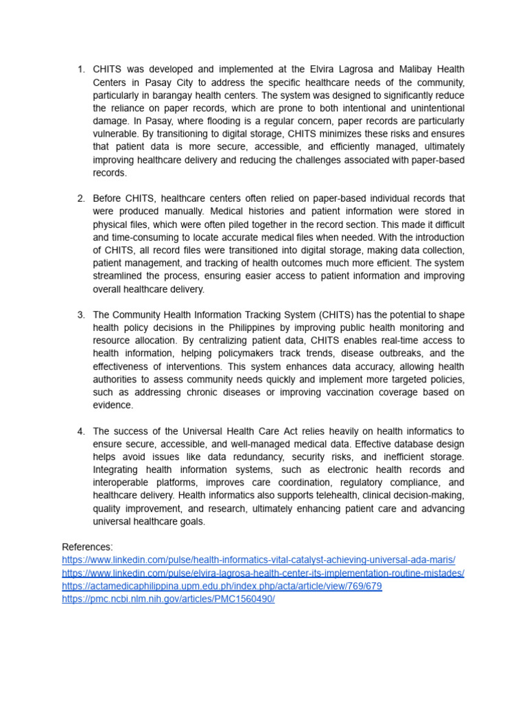 JOEL LATIP_CHITS | PDF | Health Informatics | Health Care