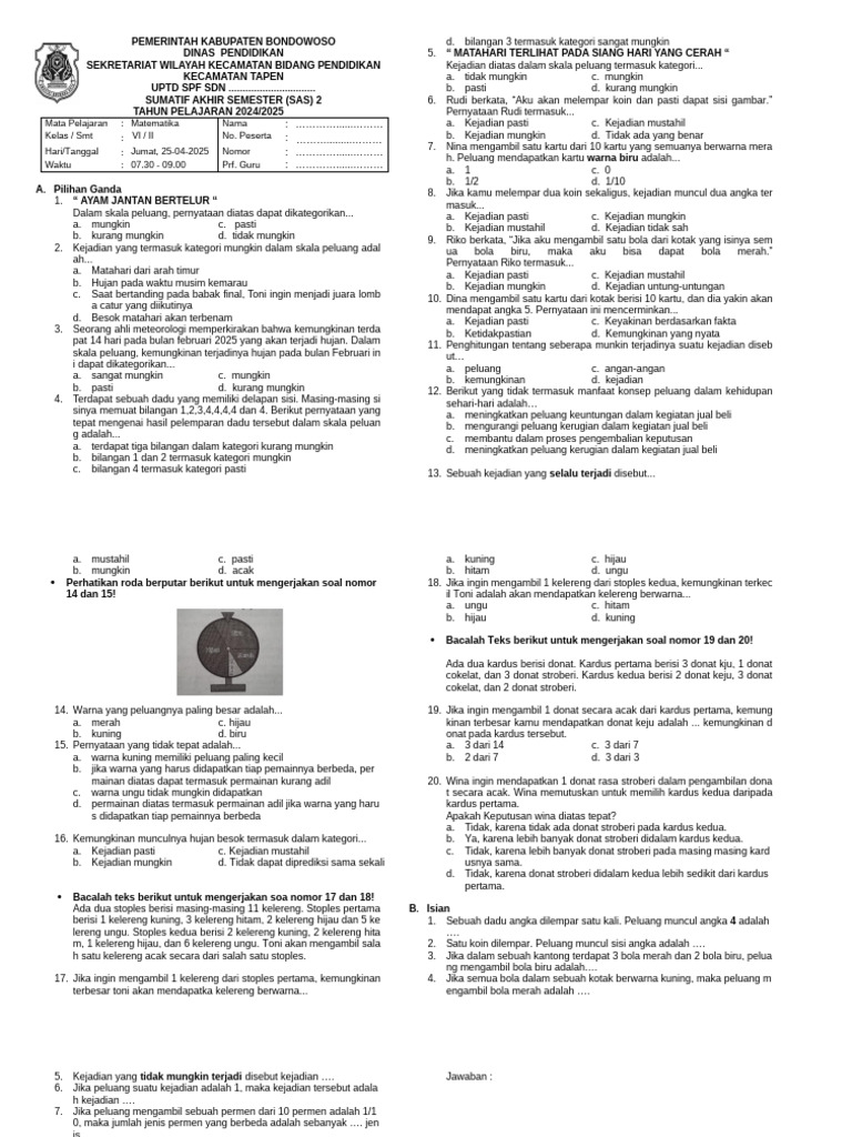 Soal Sas Matematika Kelas 6 | PDF