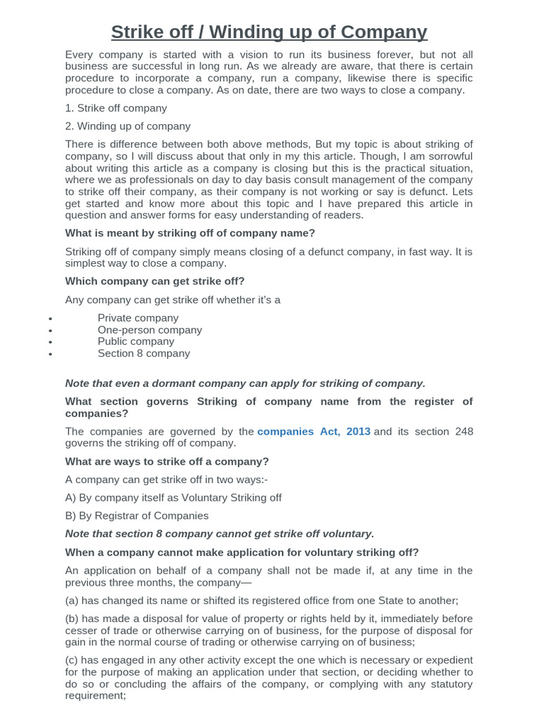 Company Strike Off Procedures Explained | PDF | Justice | Crime & Violence