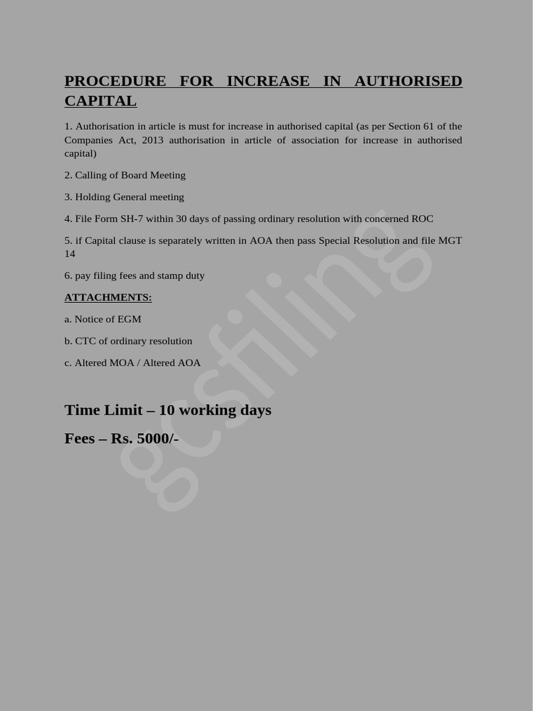 Increase in Authorised Capital | PDF