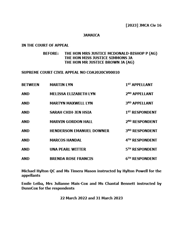 Lyn (Martin) Et Al V Chih-Jen Hsia (Sarah) Et Al | PDF | Covenant (Law ...