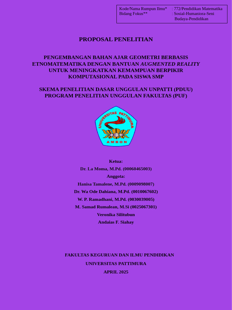 Proposal Hibah LPPM 2025-1 | PDF