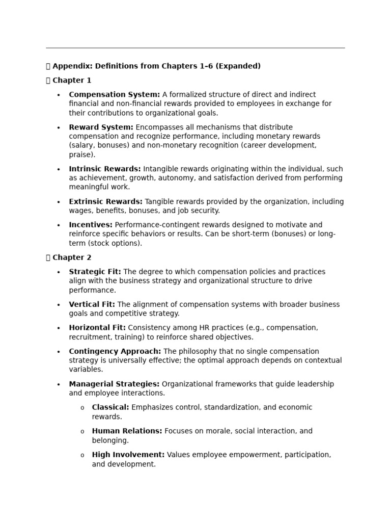 Compensation Course Definitions | PDF | Cost Of Living | Compensation And Benefits