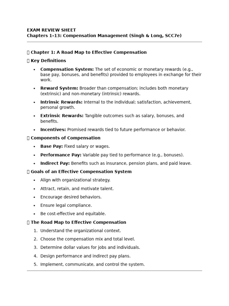 Compensationch1-6 Exam Review Sheet | PDF | Cost Of Living ...