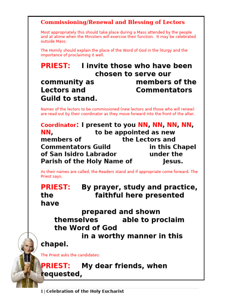 Commissioning of Lectors | PDF | Christian Worship And Liturgy | Worship