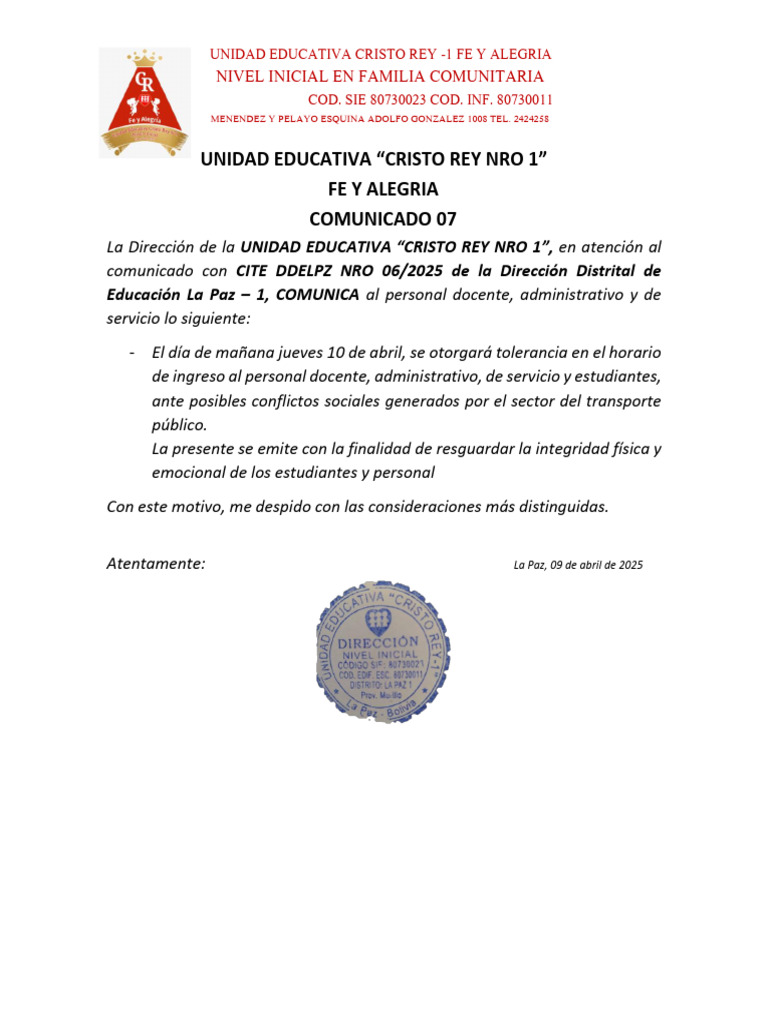 Comunicado 07-1 | PDF