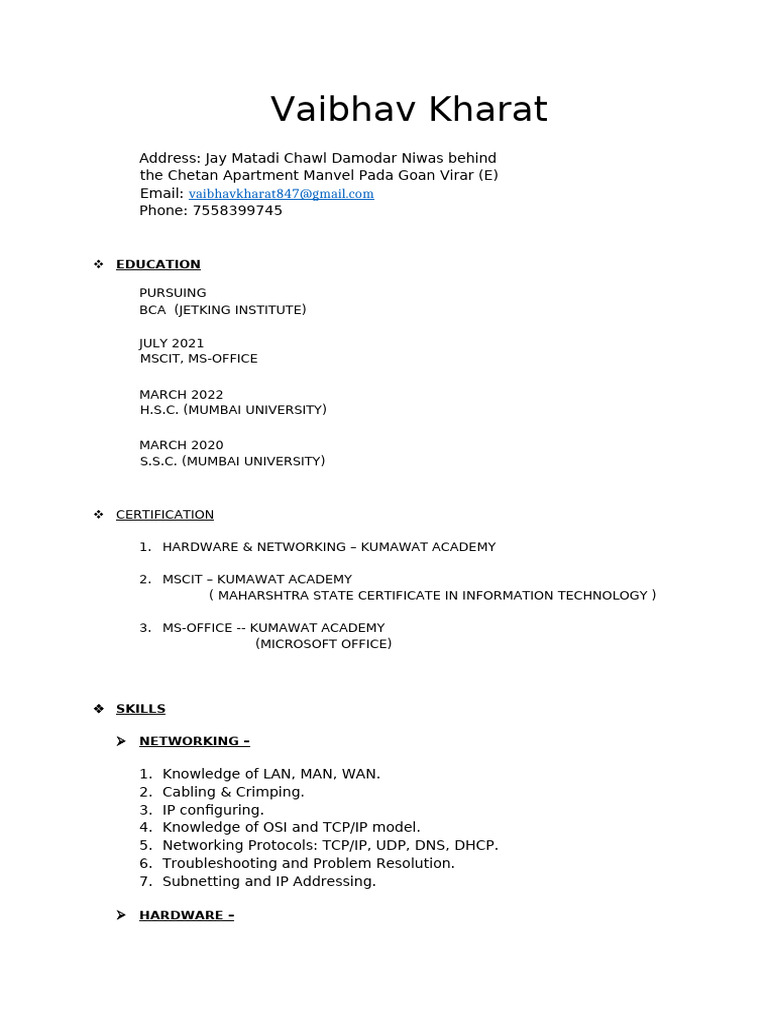 Vaibhav Resume | PDF