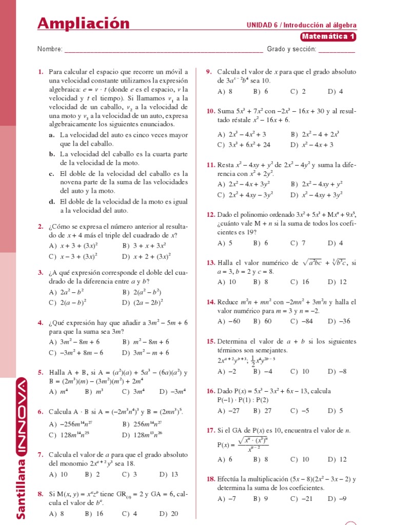 Algebra 1 | PDF | Álgebra | Matemática Elemental