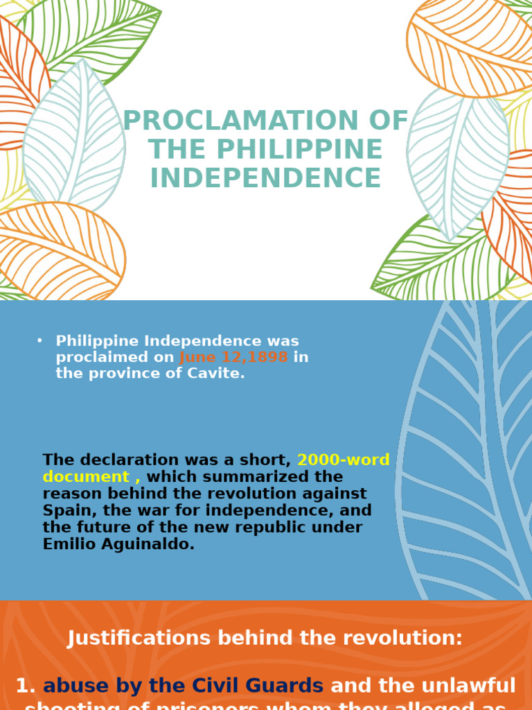Proclamation of The Philippine Independence | PDF | Spanish East Indies ...
