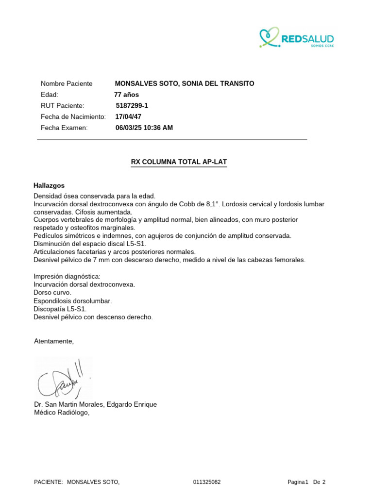 RX Columna Dorsal y Lumbar AP-Lat | PDF