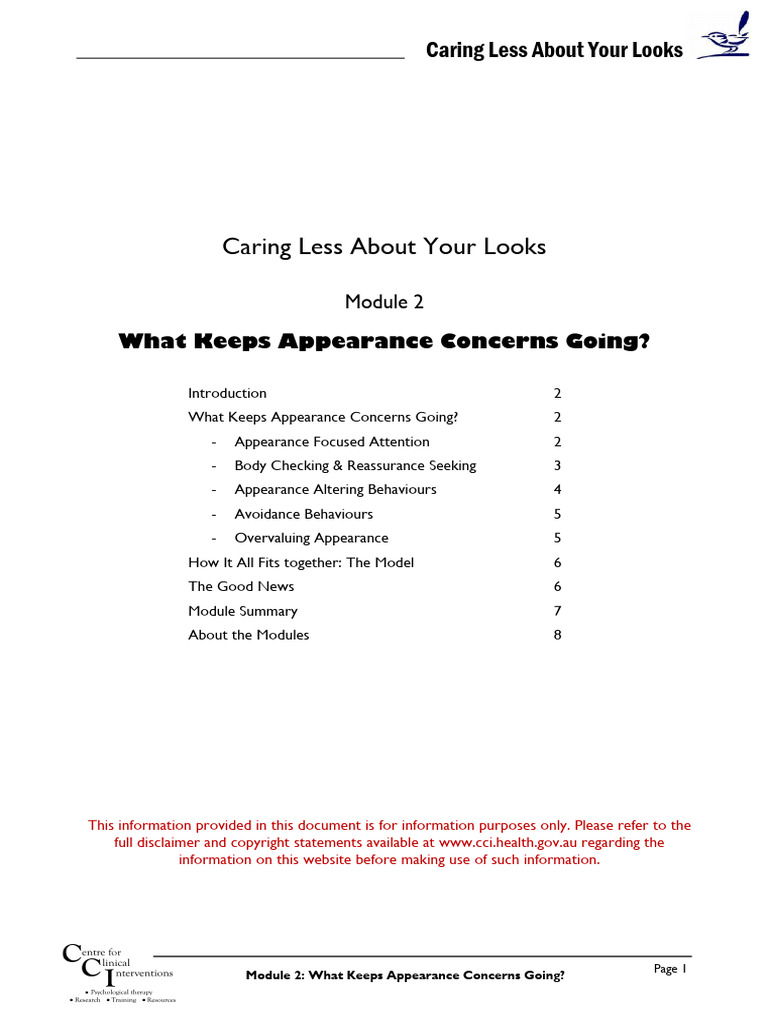 Module 2 What Keeps Appearance Concerns Going | PDF | Cognitive ...