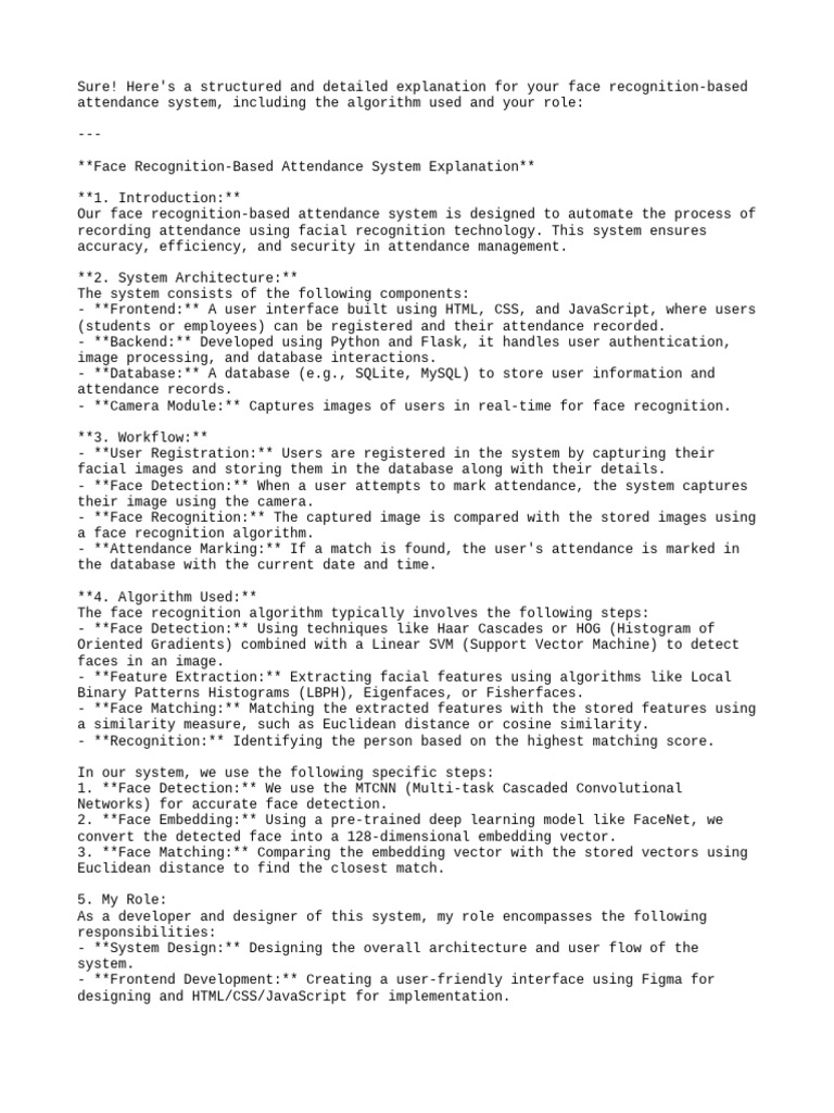 Face Recognition based attendance system | PDF | Support Vector Machine | Databases