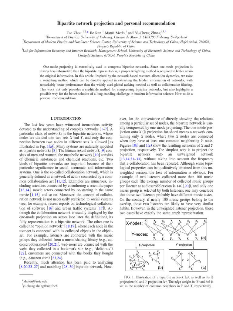 3b Bipartite network projection and personal recommendation (网络结构) | PDF